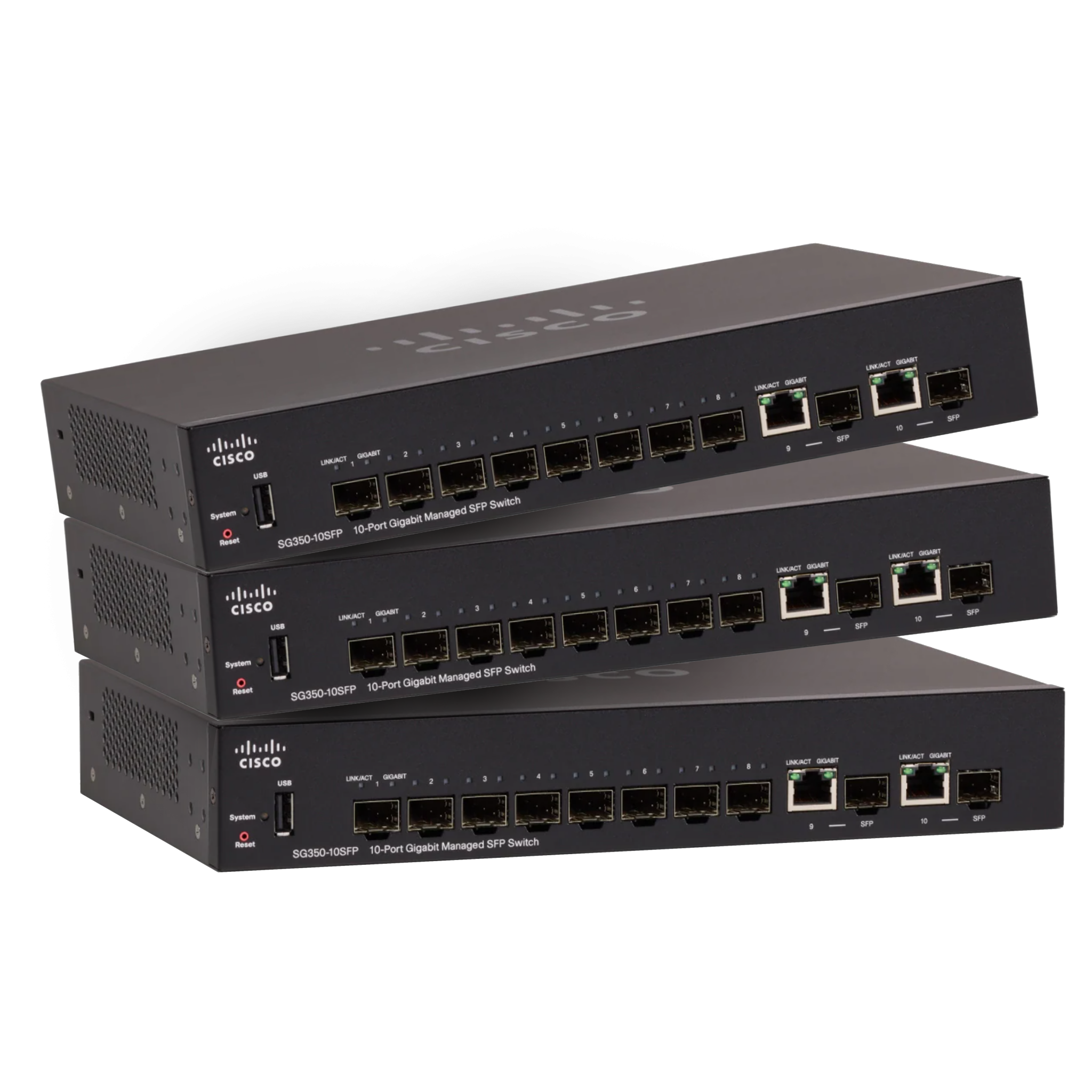 CISCO SG350-10SFP 10-PORT GIGABIT MANAGED SFP SWITCH - SCI